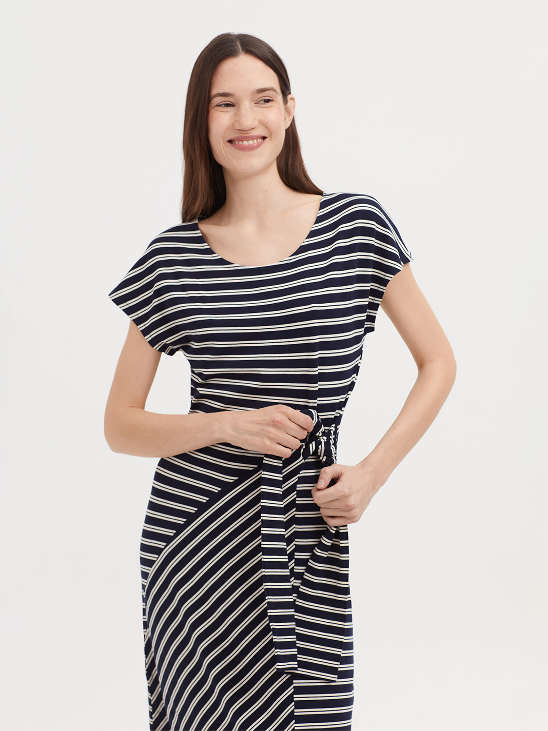 Striped knot midi dress